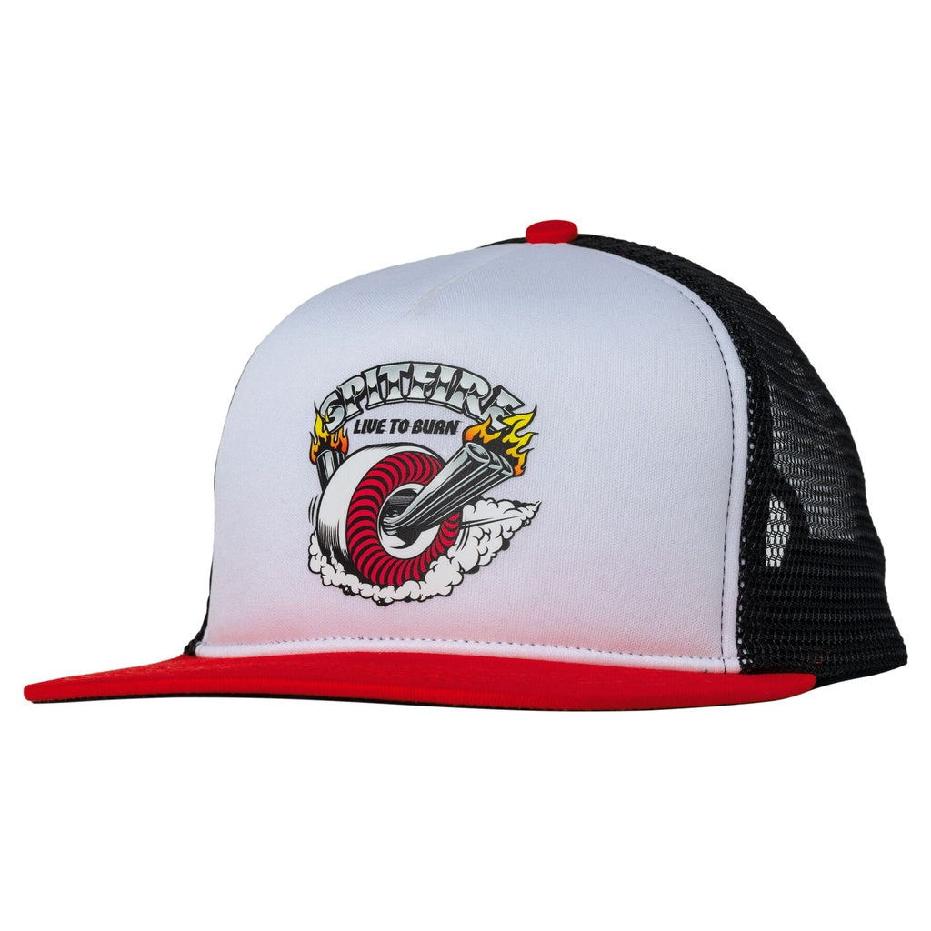 Spitfire Burnout (White/Red/Black) Snapback Hat - The Dark Slide