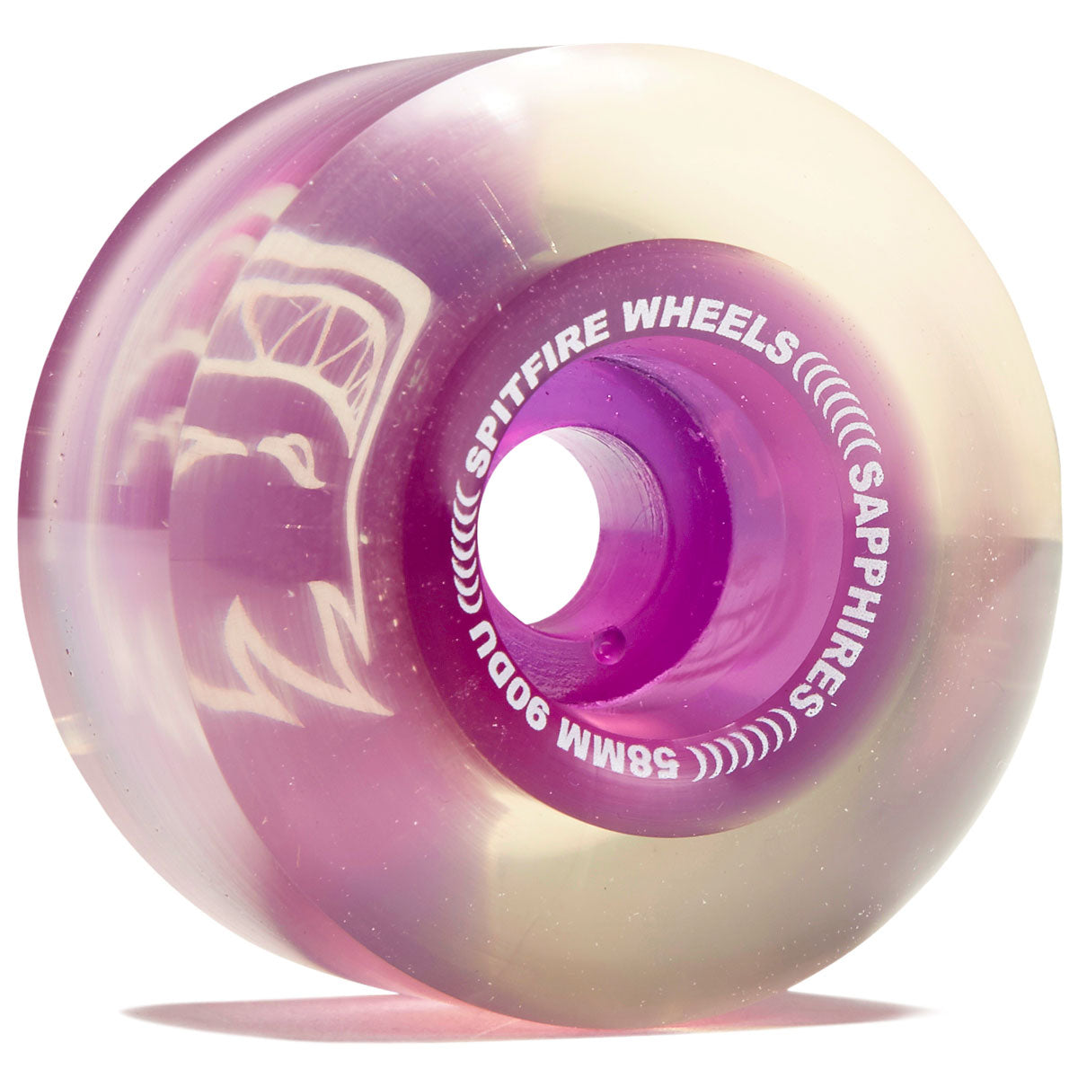 SPITFIRE SAPPHIRES CLEAR PURPLE 58MM 90A SKATEBOARD WHEELS - The Dark Slide