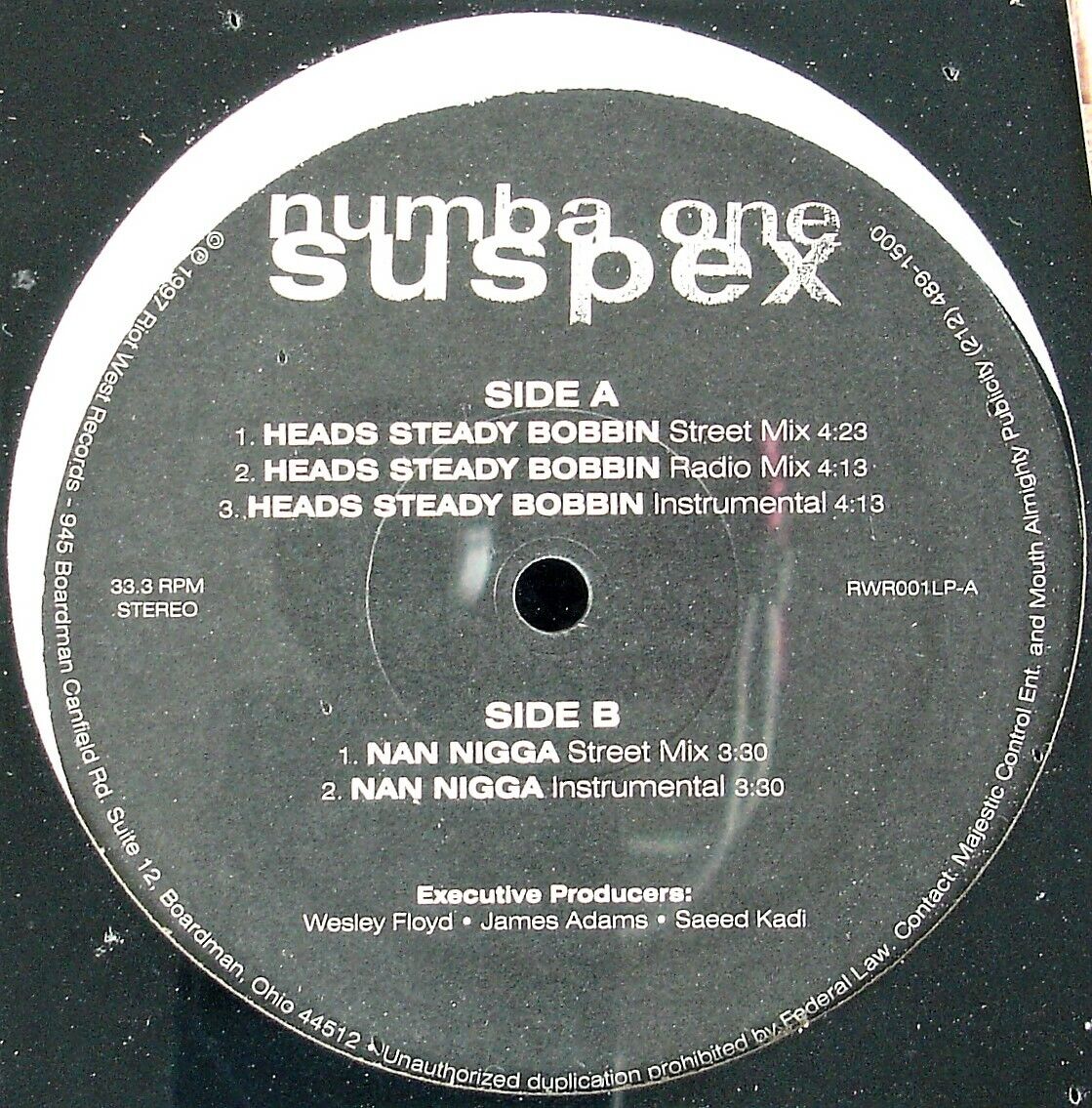 Numba One Suspex – Heads Steady Bobbin / Nan N**ga Vinyl LP Record *US ...